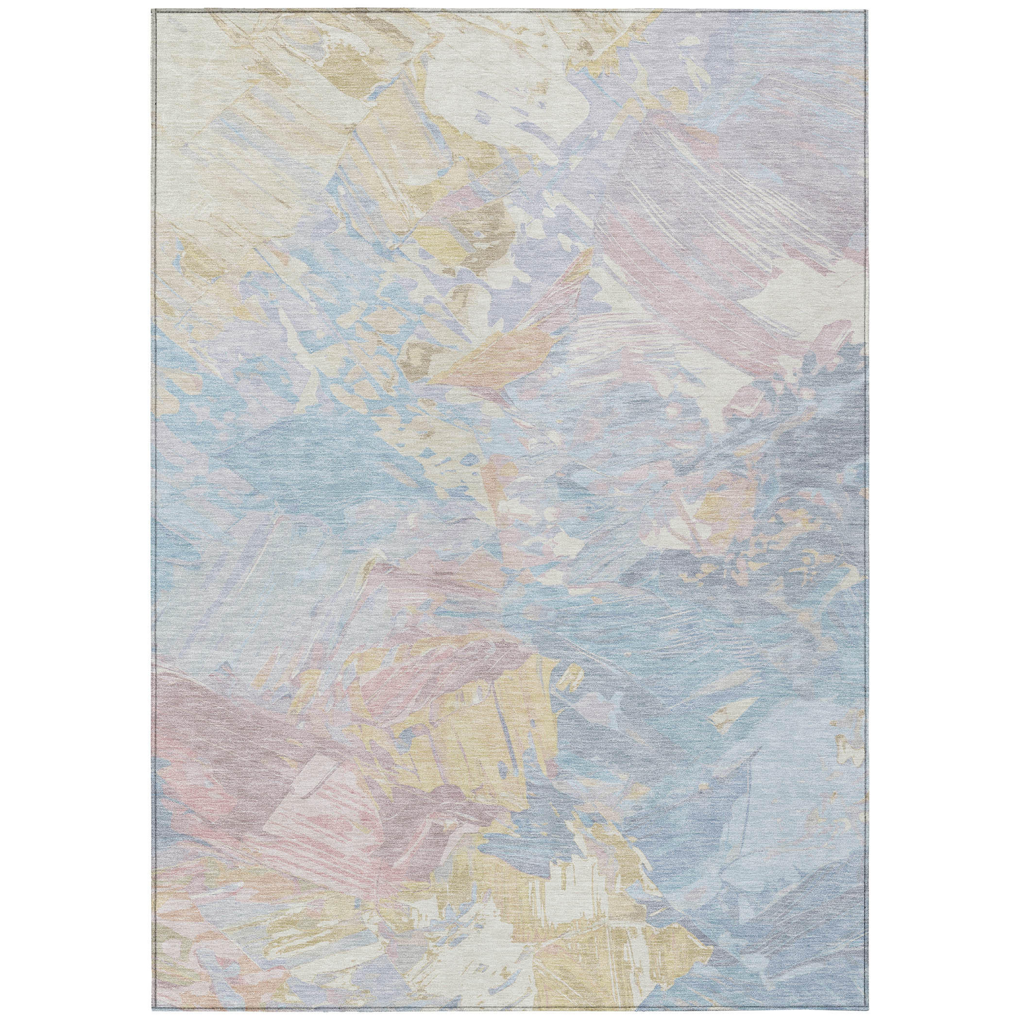 Orren Ellis 8' X 10' Gold Abstract Washable Indoor Outdoor Area Rug ...