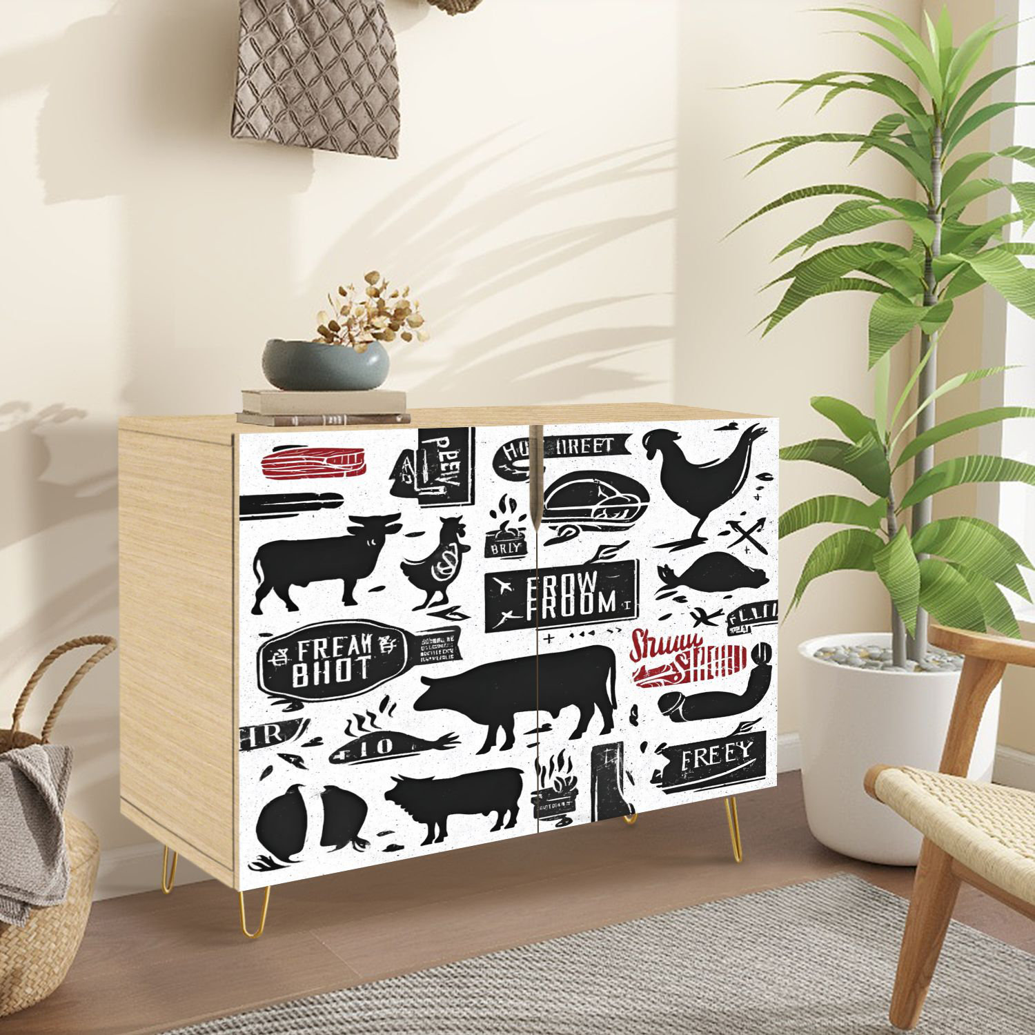 Wrought Studio™ Sideboard Buffet Cabinet with Storage Typographic ...