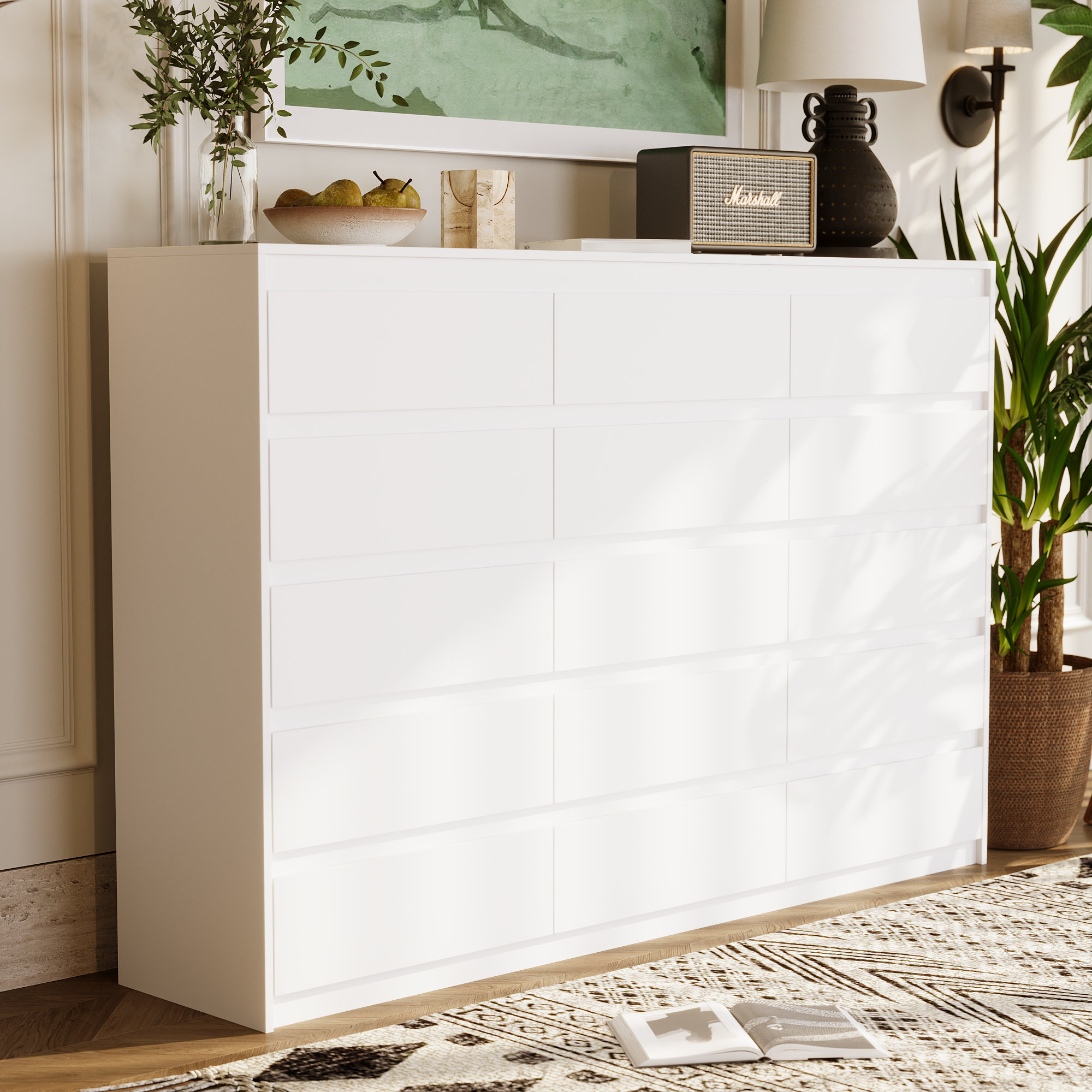 Ivy Bronx Modern 15-Drawer Dresser With Anti-Tip Safety And Minimalist ...