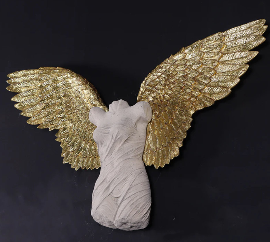 Rosdorf Park Small Female Angel Wings Wall Decor Statue | Wayfair