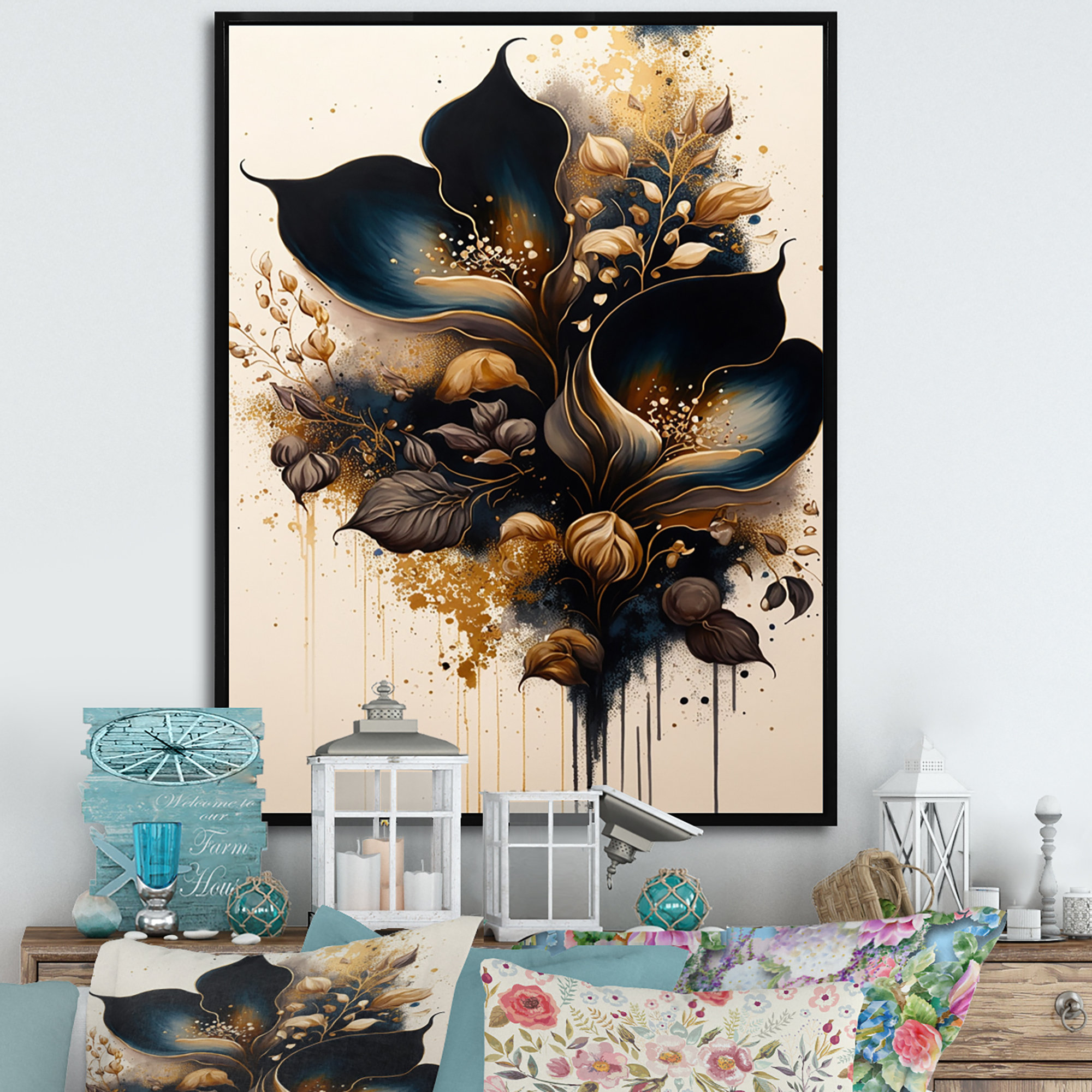 Red Barrel Studio® Deep Blue Calla Lily Bouquet I - Graphic Art on ...