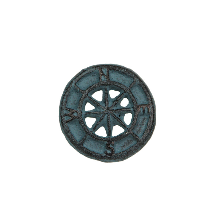 Zeckos Set Of 12 Light Blue Cast Iron Compass Rose Drawer Pulls Cabinet ...