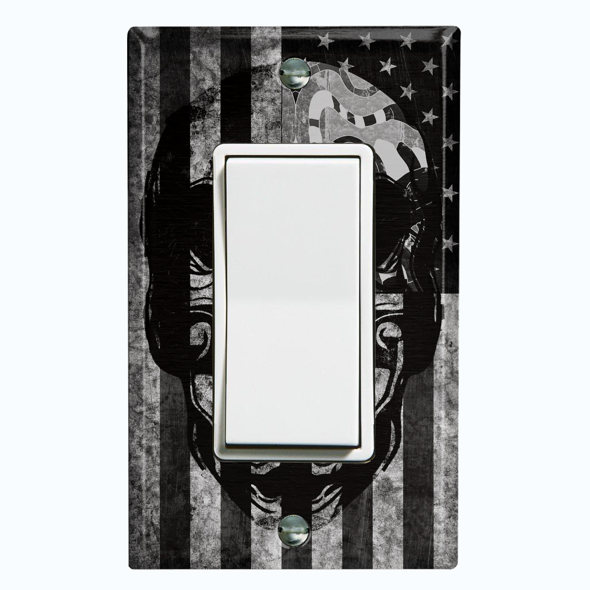 WorldAcc Metal Light Switch Plate Outlet Cover (Skull Tattoo Grey US ...