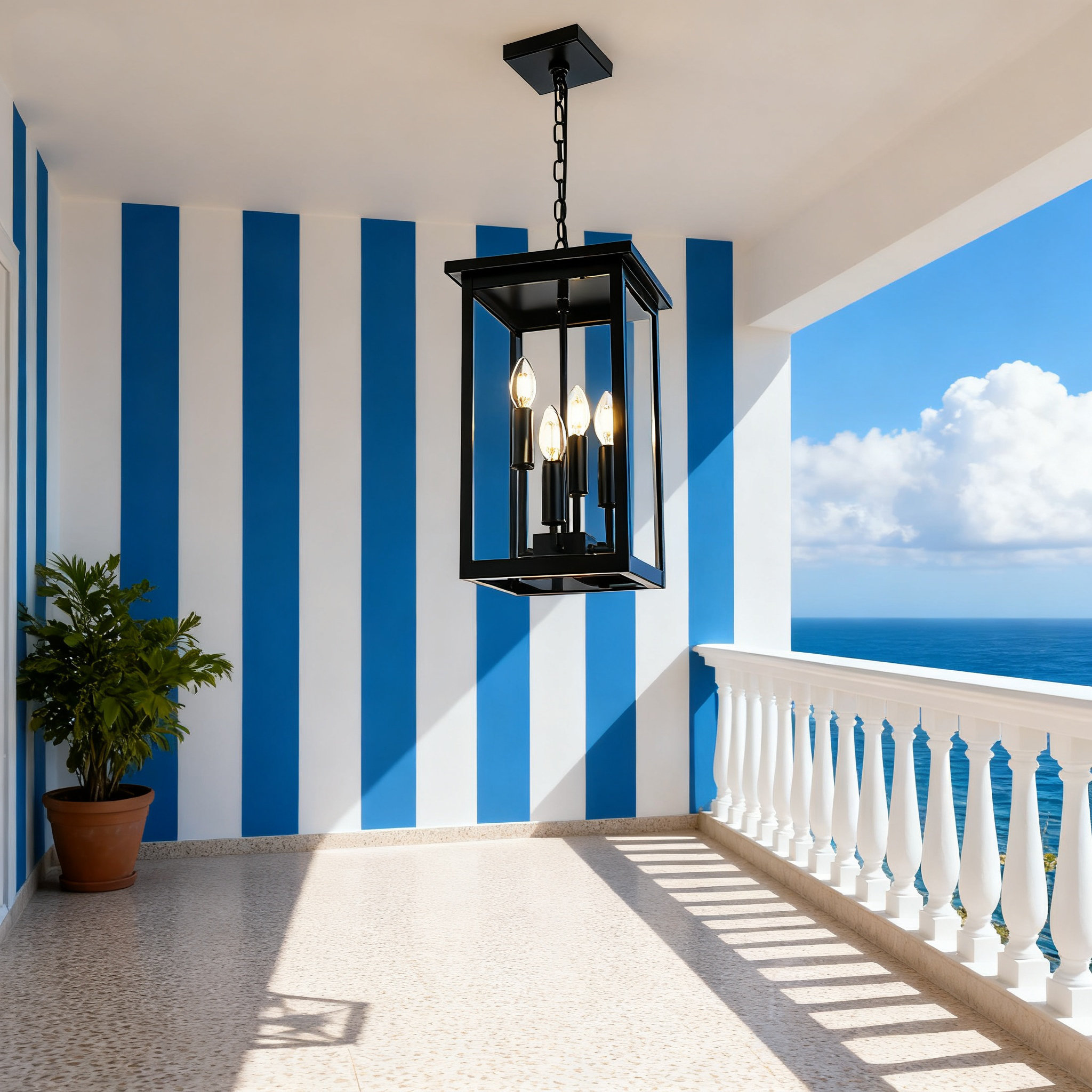 Gracie Oaks Yaohong 4-Light Outdoor Pendant Light Fixture, Large Adjustable Hanging Lantern With ...