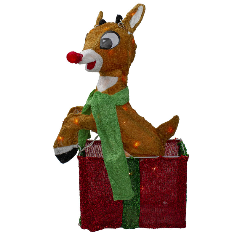 Northlight Seasonal 24" Pre-Lit Rudolph the Red Nosed Reindeer Gift Box ...