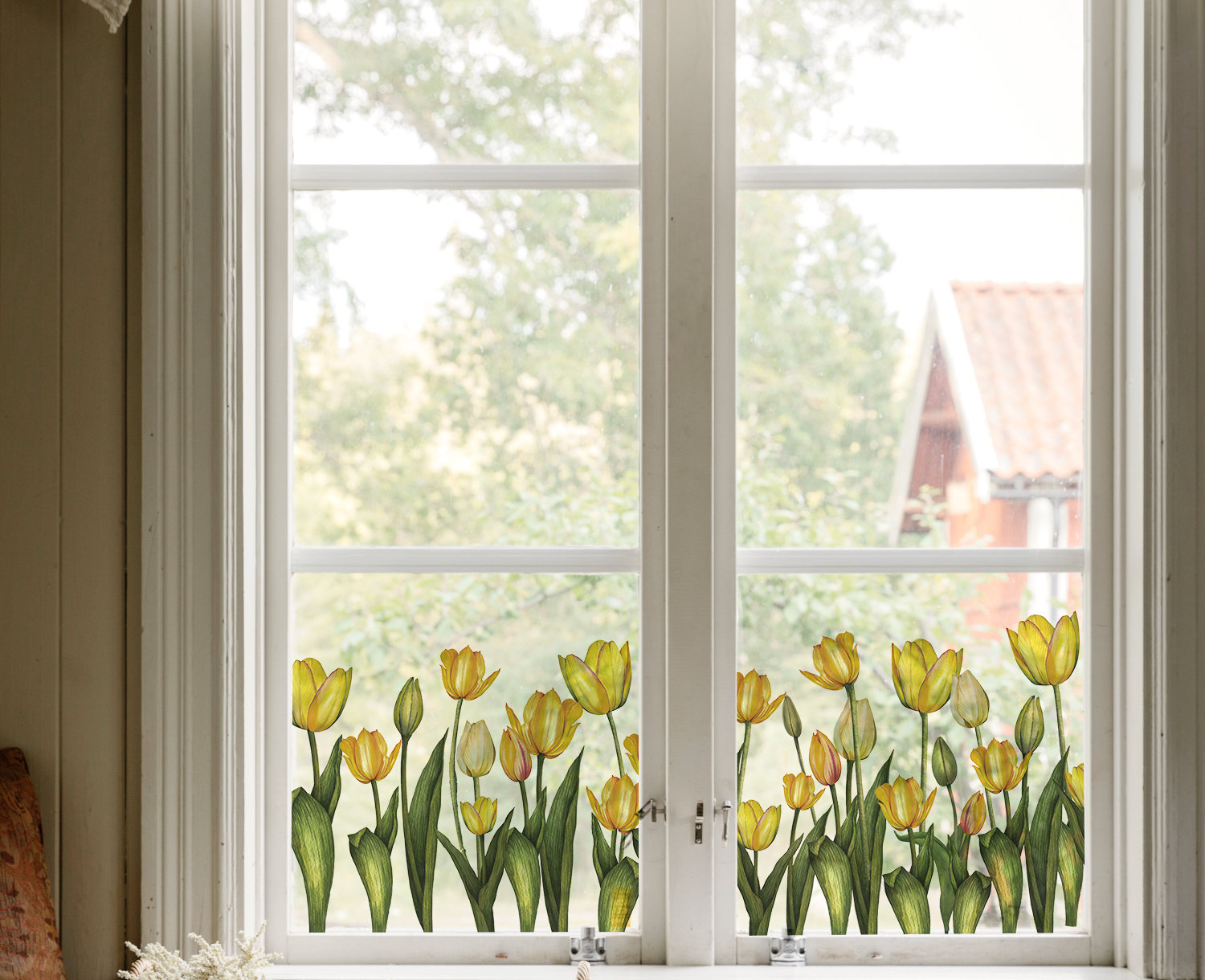 Winston Porter Yellow Tulip Static Cling Window Decals | Wayfair
