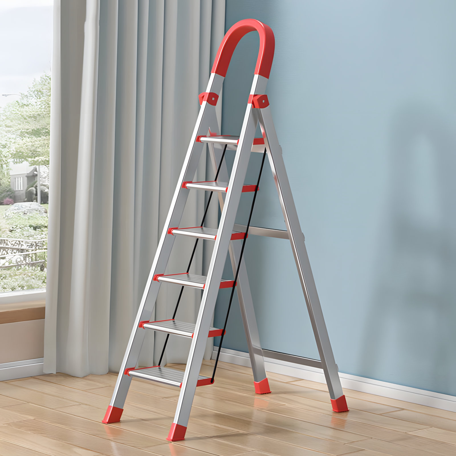 WFX Utility™ 6-Step Aluminum Folding Ladder With Stainless Steel ...