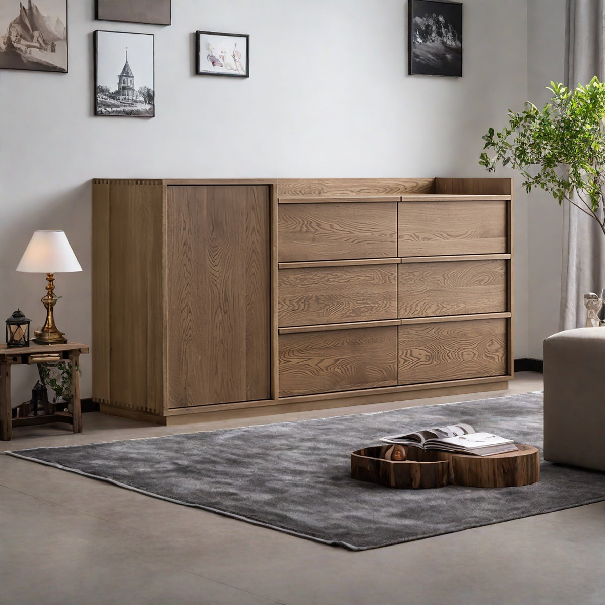 Licalilo White Oak Bedroom Storage Cabinet With 6 Drawers | Wayfair