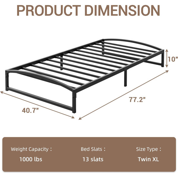 Ebern Designs Low Bed Frame Full Size - 6/10 Inch Heavy Duty Metal ...