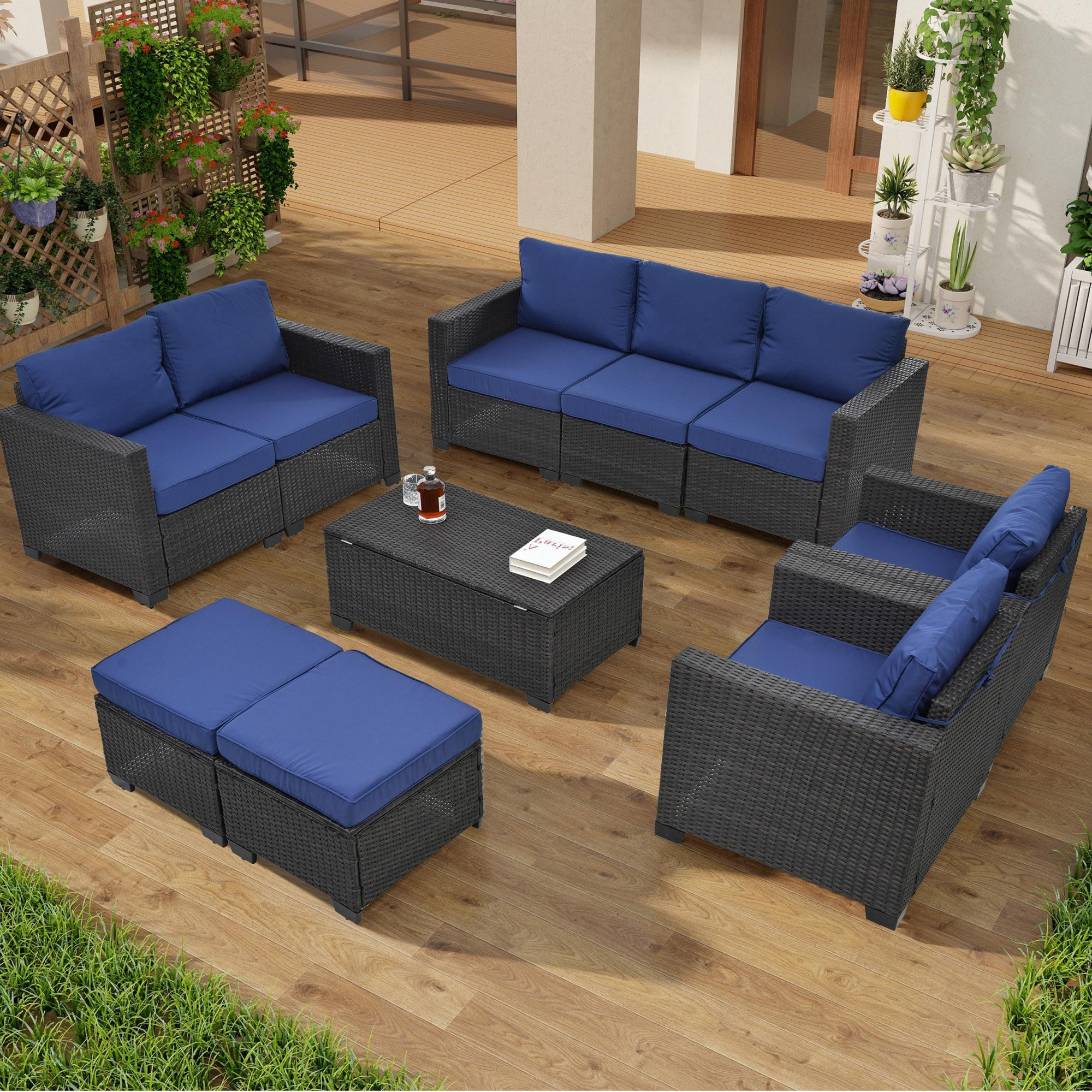 Latitude Run® 10 Piece PE Rattan Patio Furniture Set | Wayfair