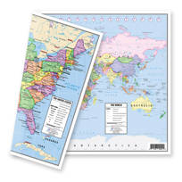 American Geographics 36'' W x 24'' H Dry Erase And Laminated World Map ...