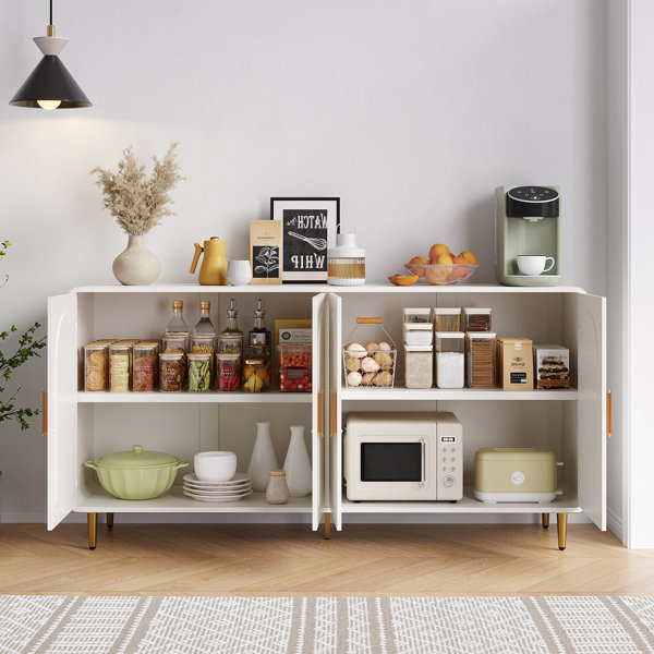 Mercer41 Modern 64" Sideboard With Rounded Edges, Curved Design Buffet ...