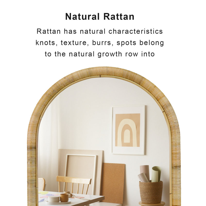 Bay Isle Home™ Elize Arch Rattan Full Length Mirror, 63'' x 20'' Full ...