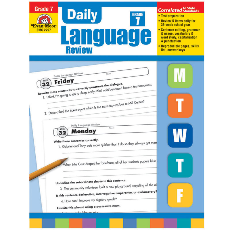 Evan-Moor Daily Language Review Grade 7 Book | Wayfair