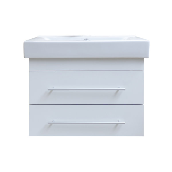 Wrought Studio™ Leota 24" Wall-Mounted Single Bathroom Vanity Set ...