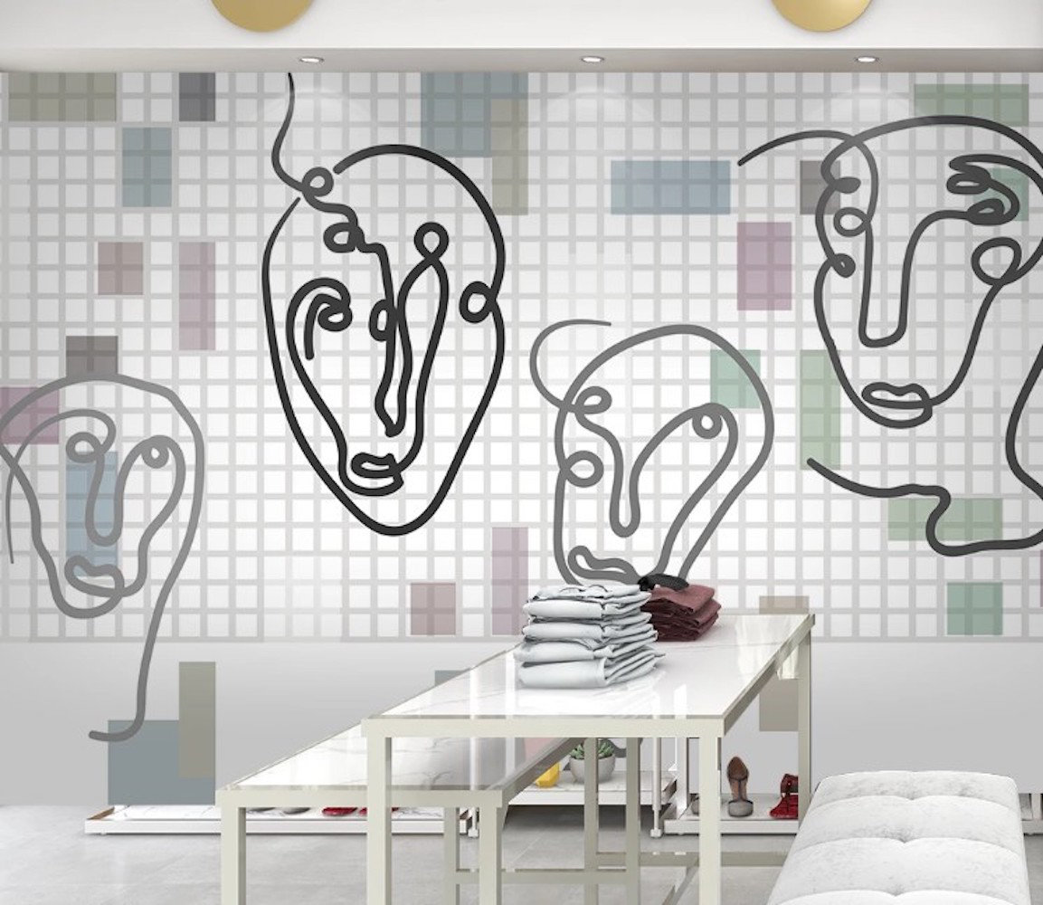 GK Wall Design Abstract Art Design Human Face Minimalistic Scandinavian ...