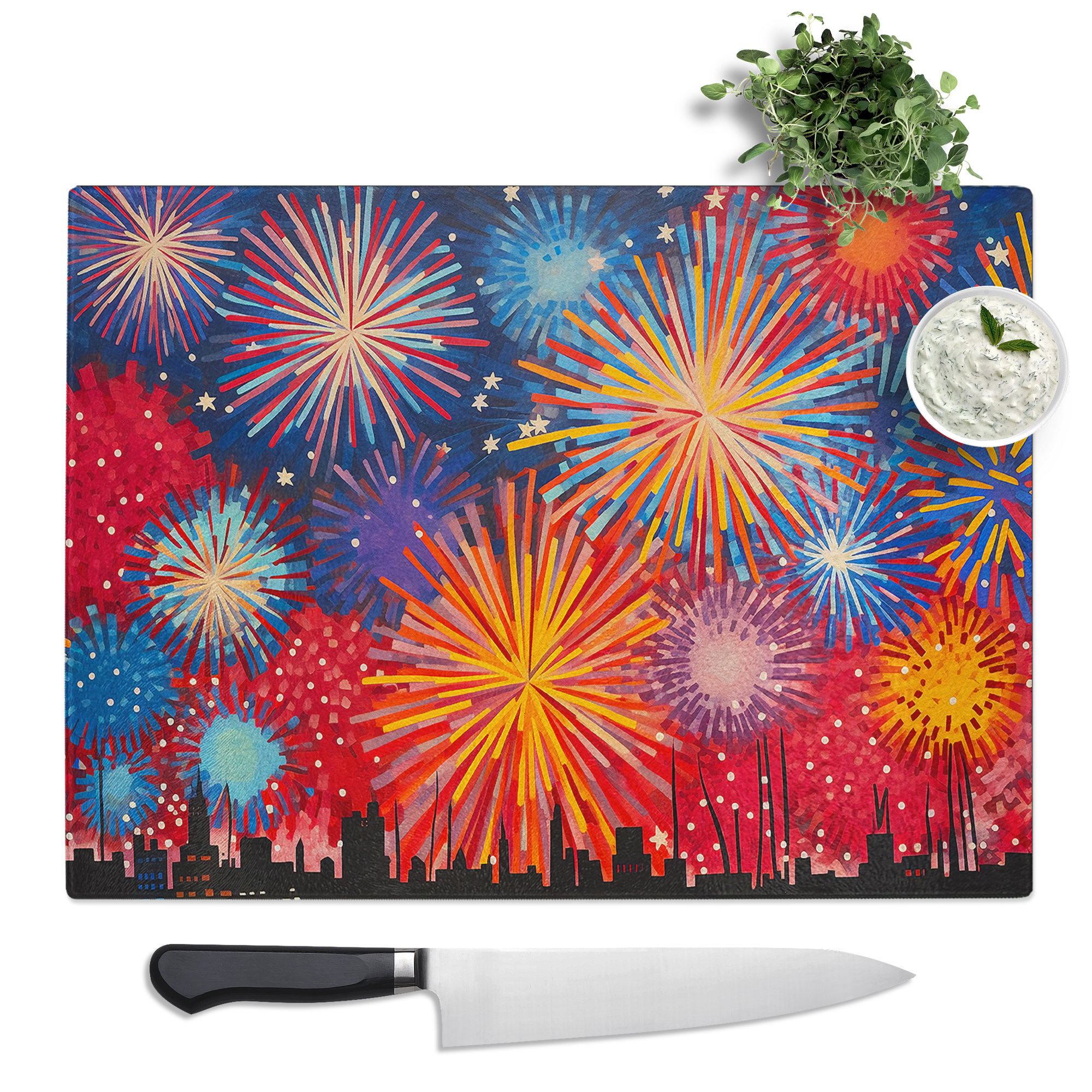 Metro Lane Fireworks Constructivism No.2 Glass Chopping Board | Wayfair ...