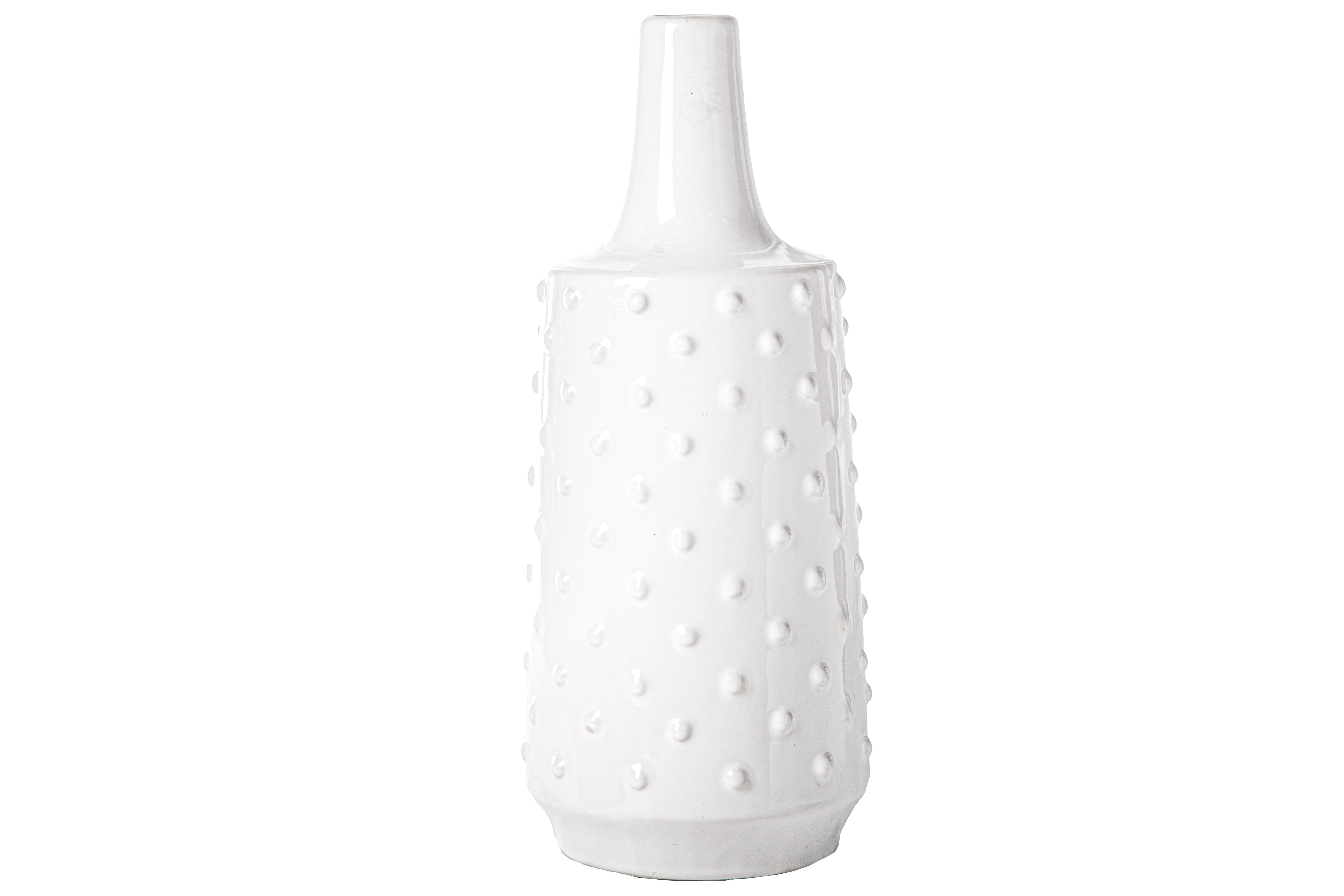 Dakota Fields Ceramic Round Vase With Narrow Mouth, Embossed Dotted ...