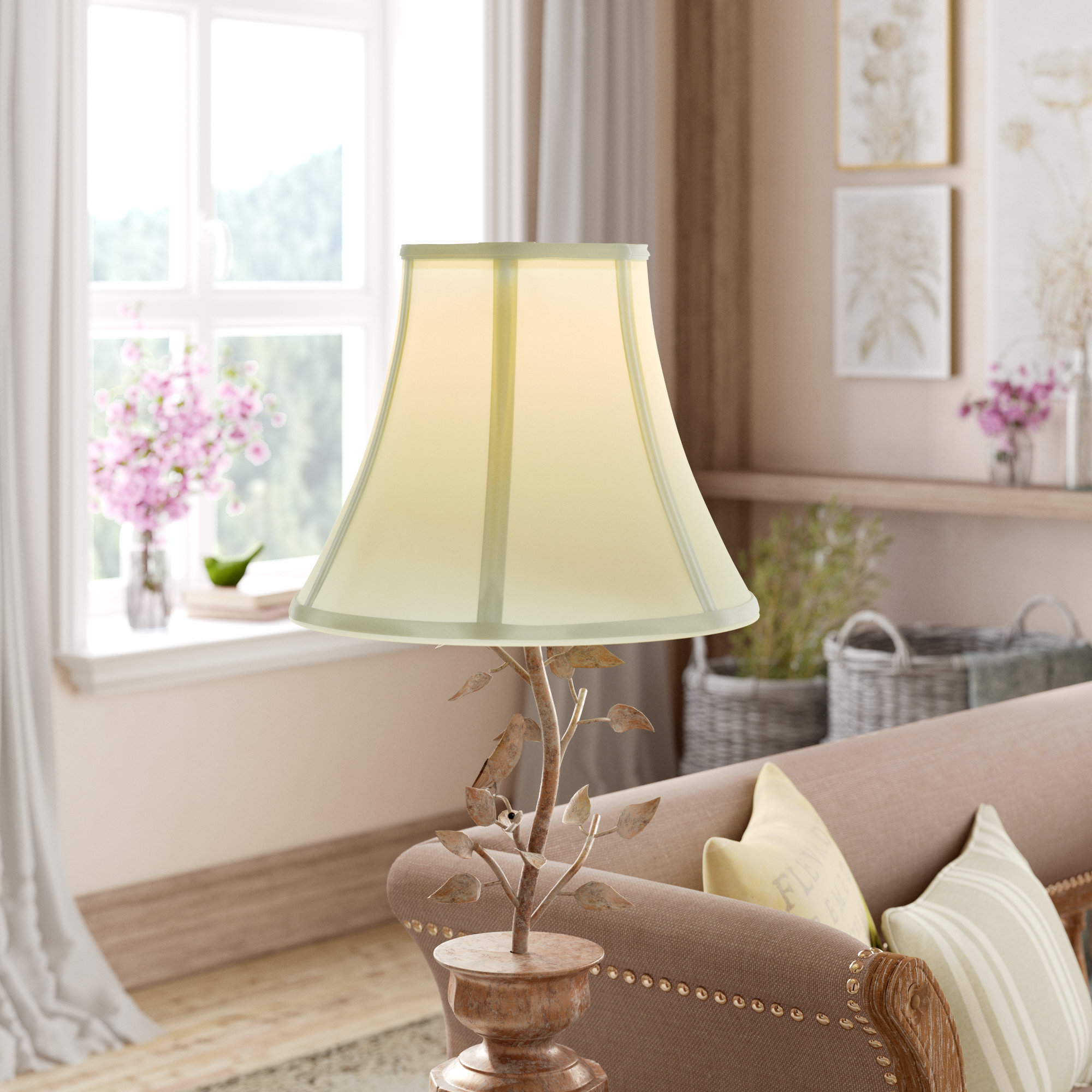 One Allium Way® 11" H x 14" W Silk/Shantung Bell Lamp Shade ( Spider ...