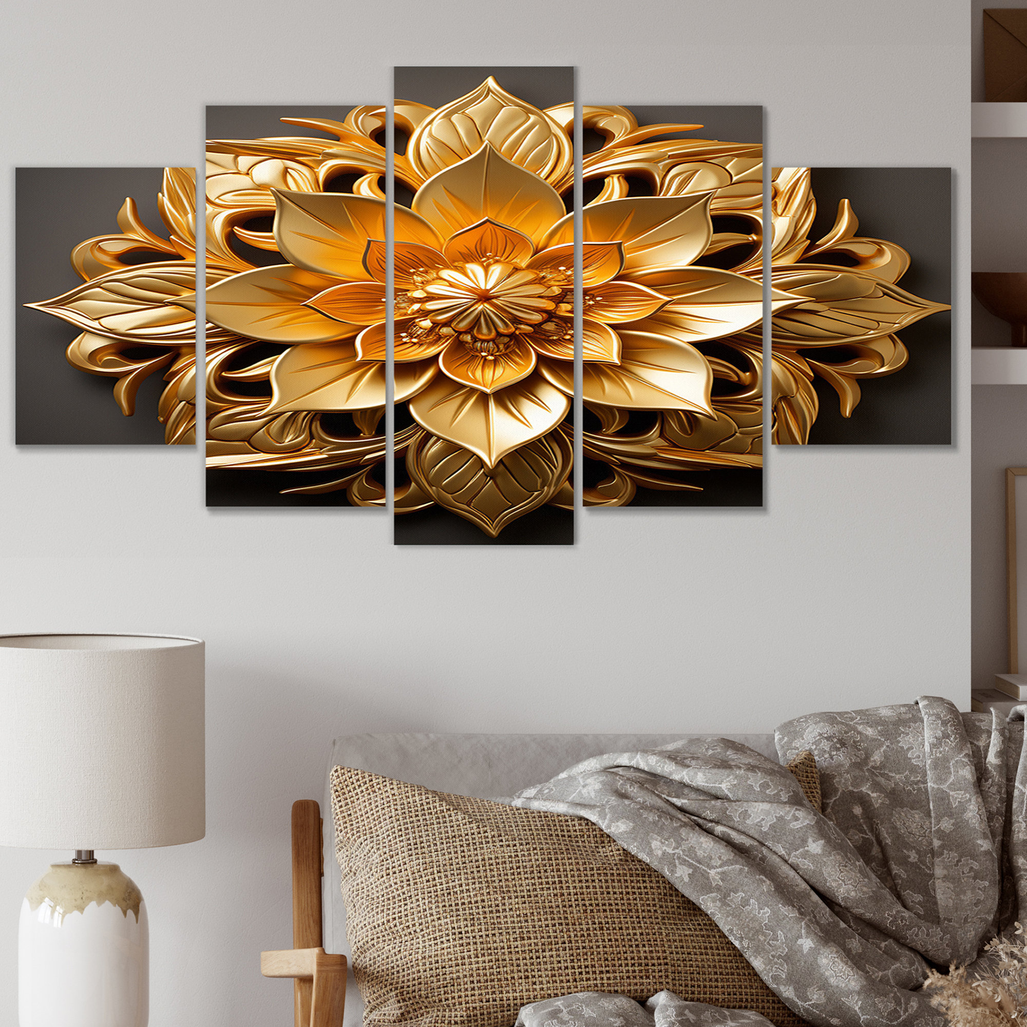 Design Art Abstract Golden Sunflower Glam Blooming II - Sunflower Wall ...