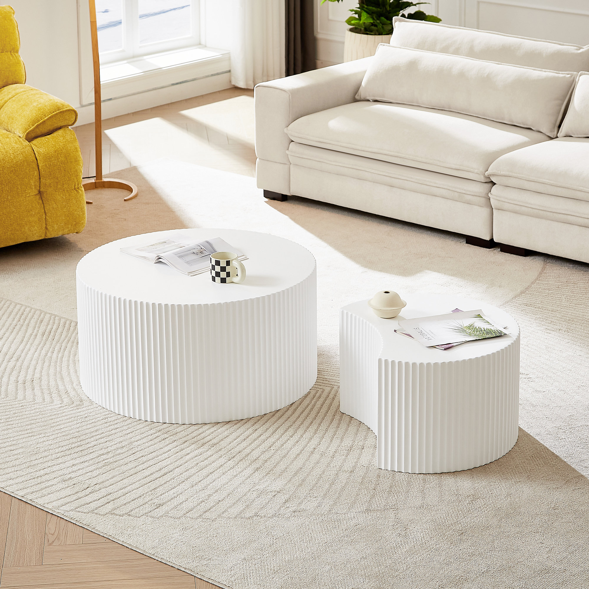 Orren Ellis Space-saving Mdf Modern Nesting Tables For Living Rooms And ...