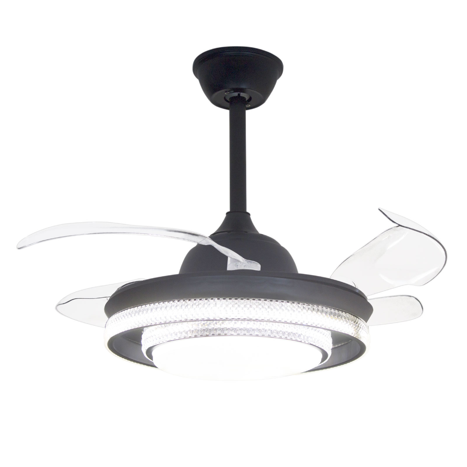 Mercer41 36 Inch Black Retractable Ceiling Fan 6-speed wind speed | Wayfair