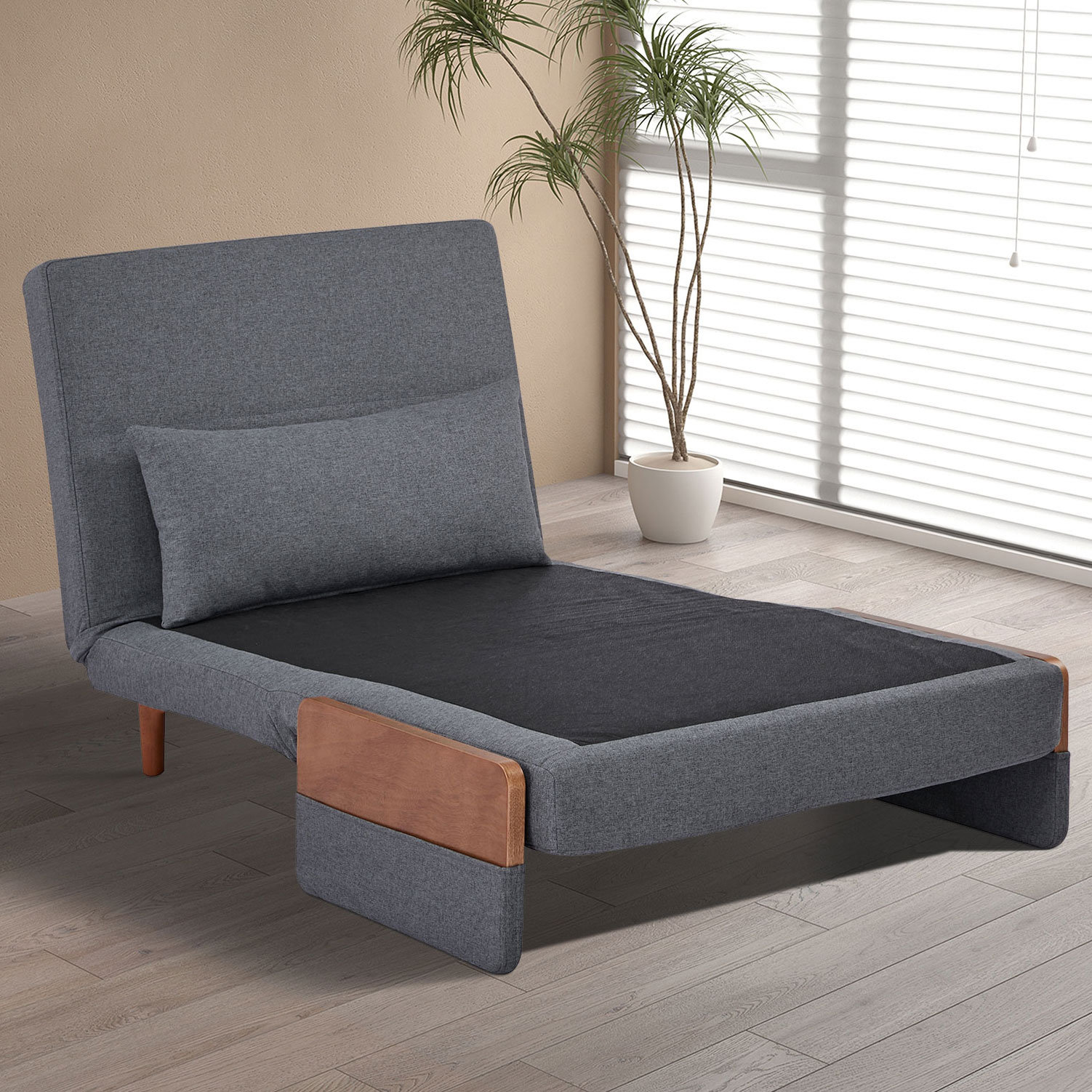 George Oliver Upholstered Convertible Accent Armchair, Floor Sofa Bed ...