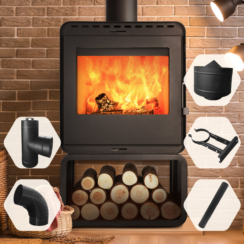 BrooveWave 3200 Square Feet Direct Vent Freestanding Wood Burning Stove ...