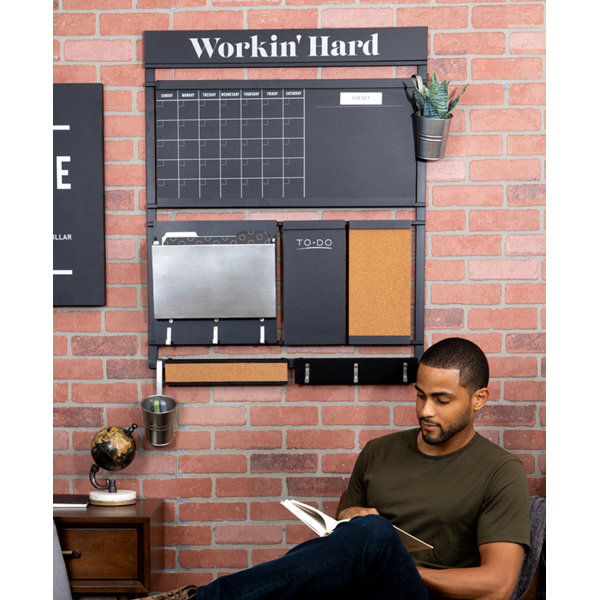 Stratton Home Decor Metal Wall Organizer Calendar Chalkboard and ...