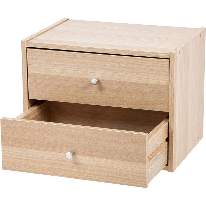 Union Rustic Modular Wood Stacking Storage Box with 2-Drawer, for ...