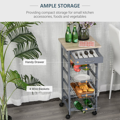 Winston Porter Raffles Wood Kitchen Cart & Reviews | Wayfair