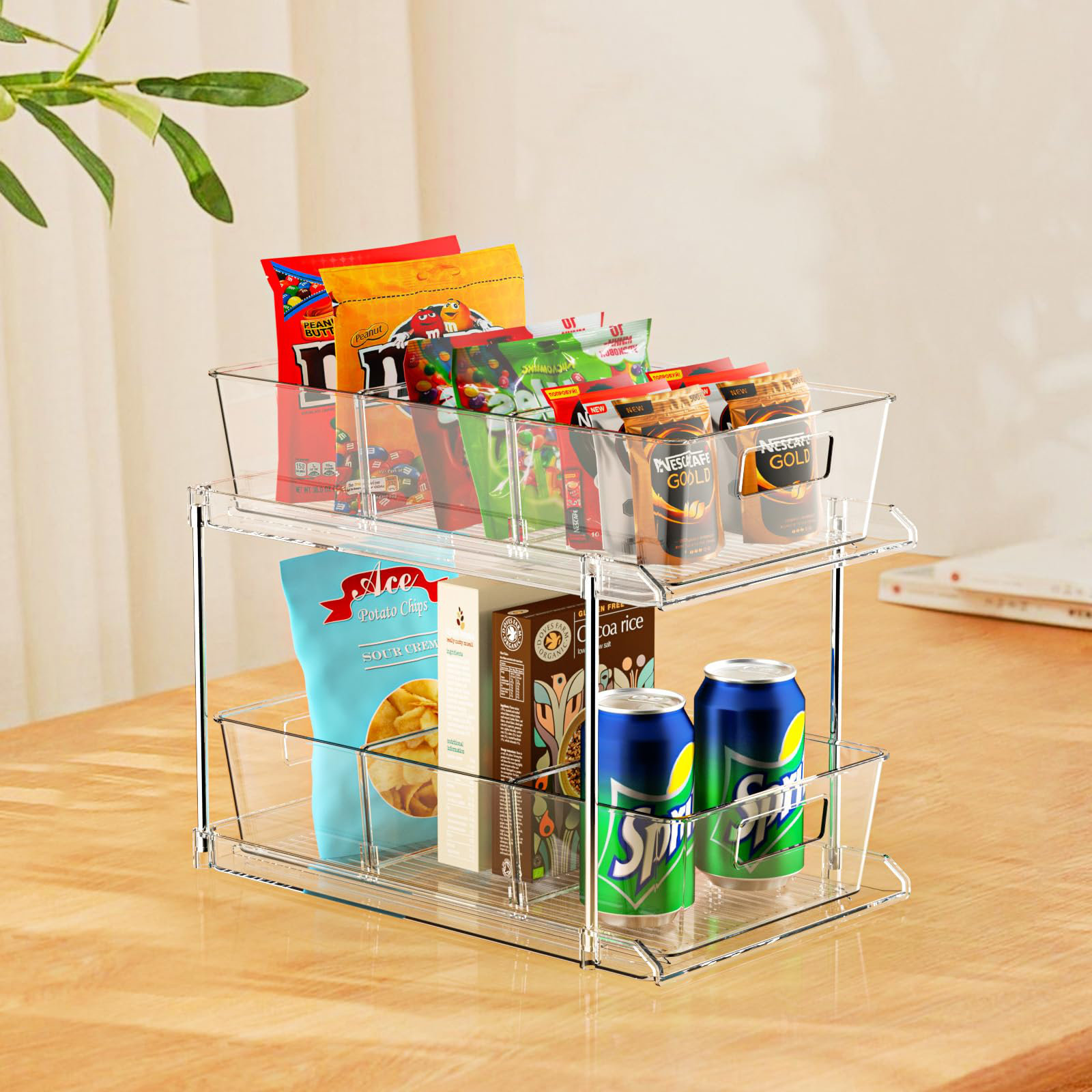 Rebrilliant 2-Tier Clear Plastic Pull-Out Drawer Organizer, Multi ...