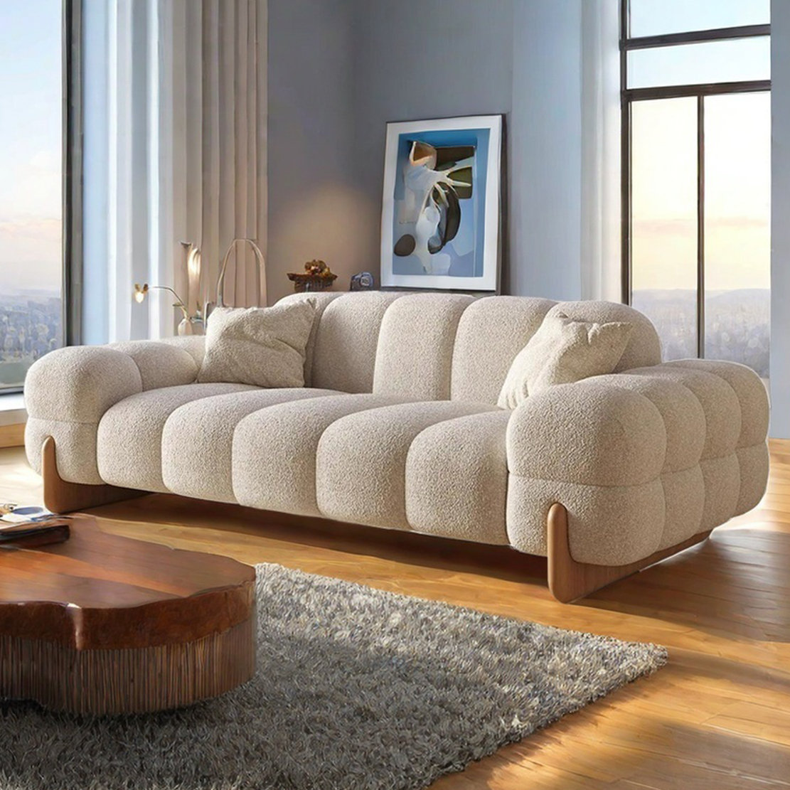 ComfySofa.s Log cream-style straight puff fabric sofa | Wayfair