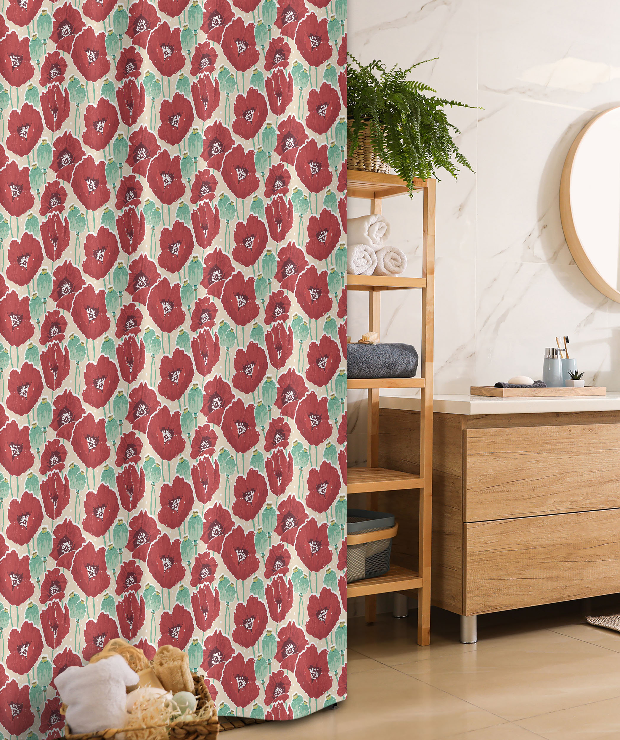 East Urban Home Felan Floral Shower Curtain with Hooks Included | Wayfair