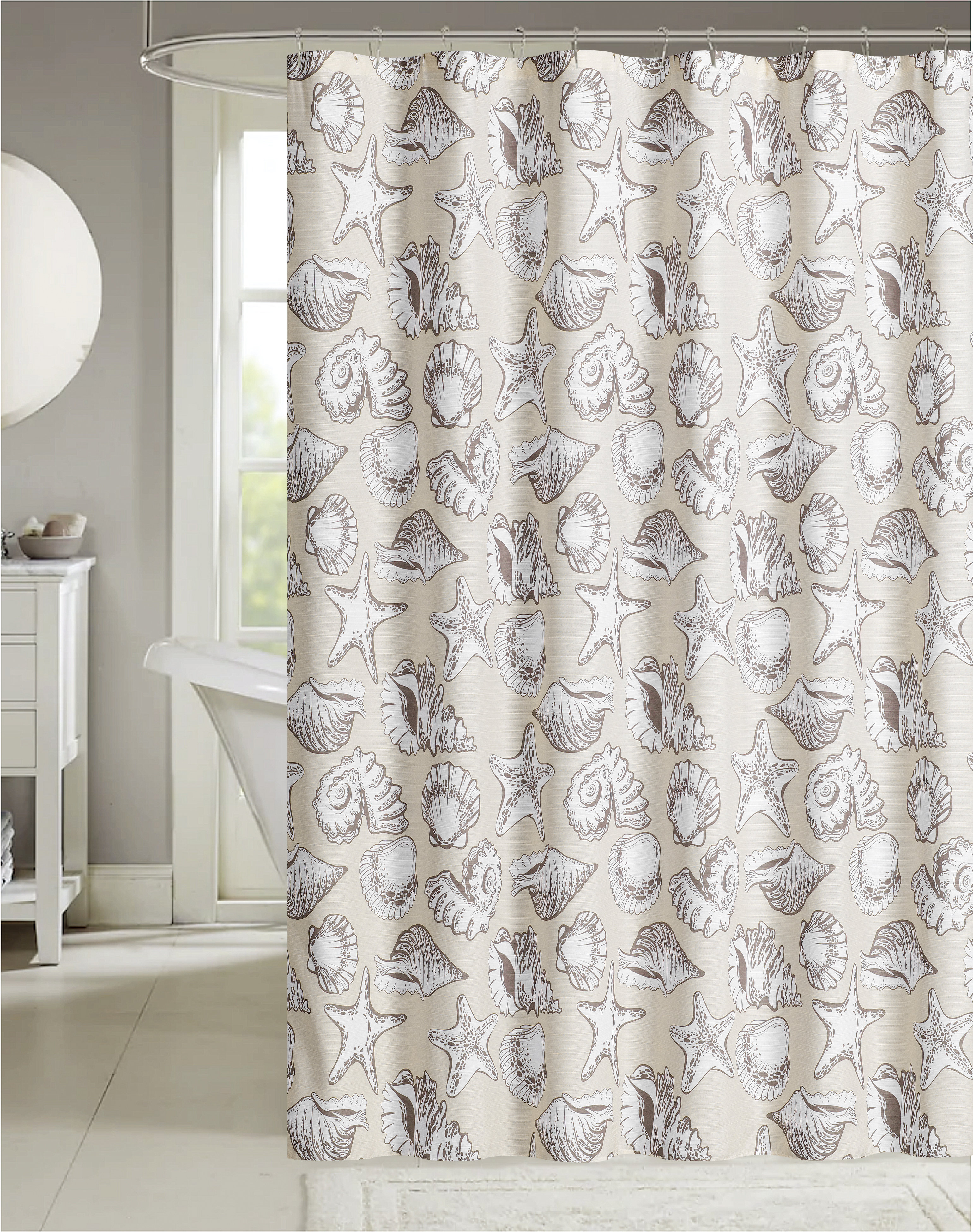 East Urban Home Firida Geometric Shower Curtain with Hooks Included ...