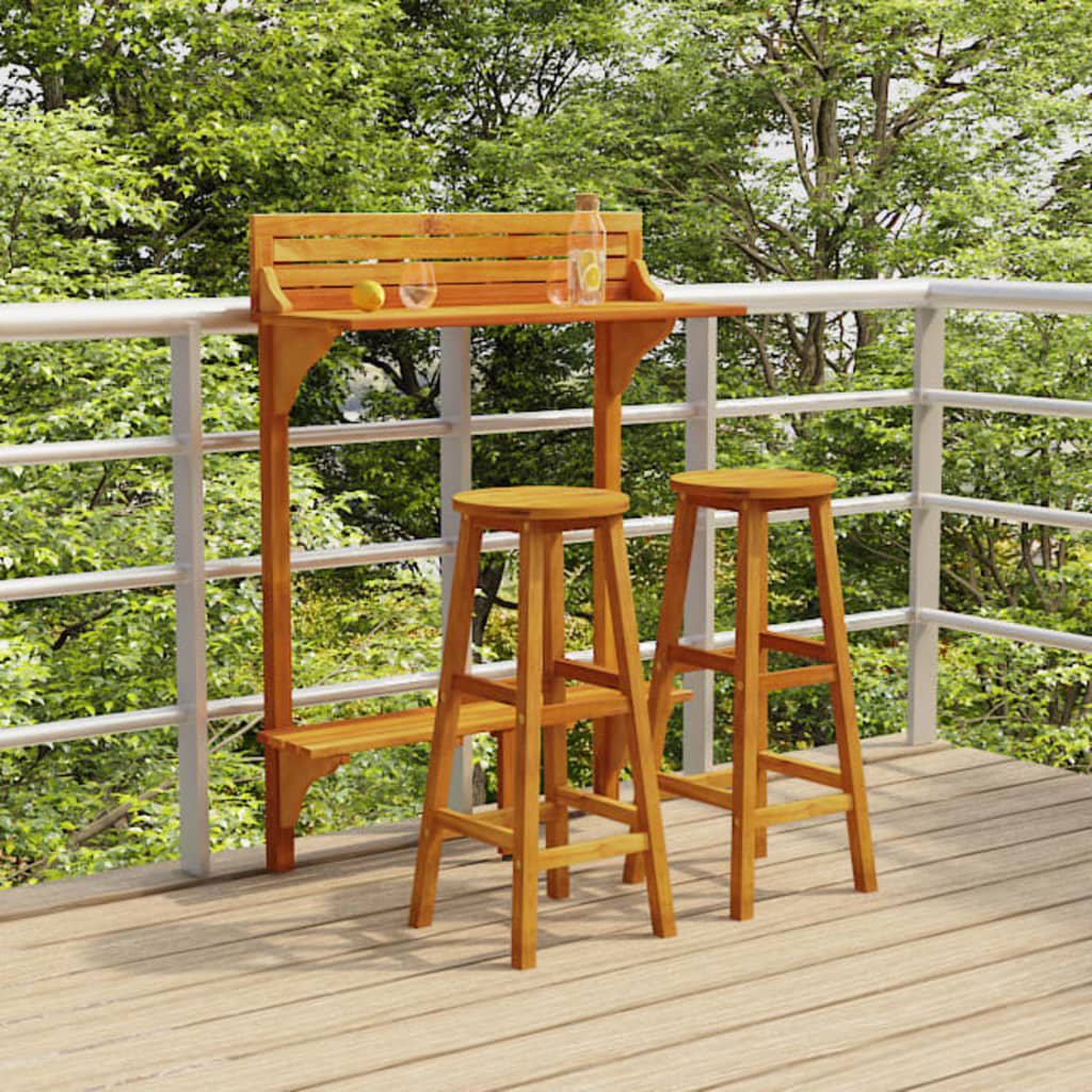 Red Barrel Studio® 3 Piece Balcony Bar Set Solid Wood Acacia | Wayfair