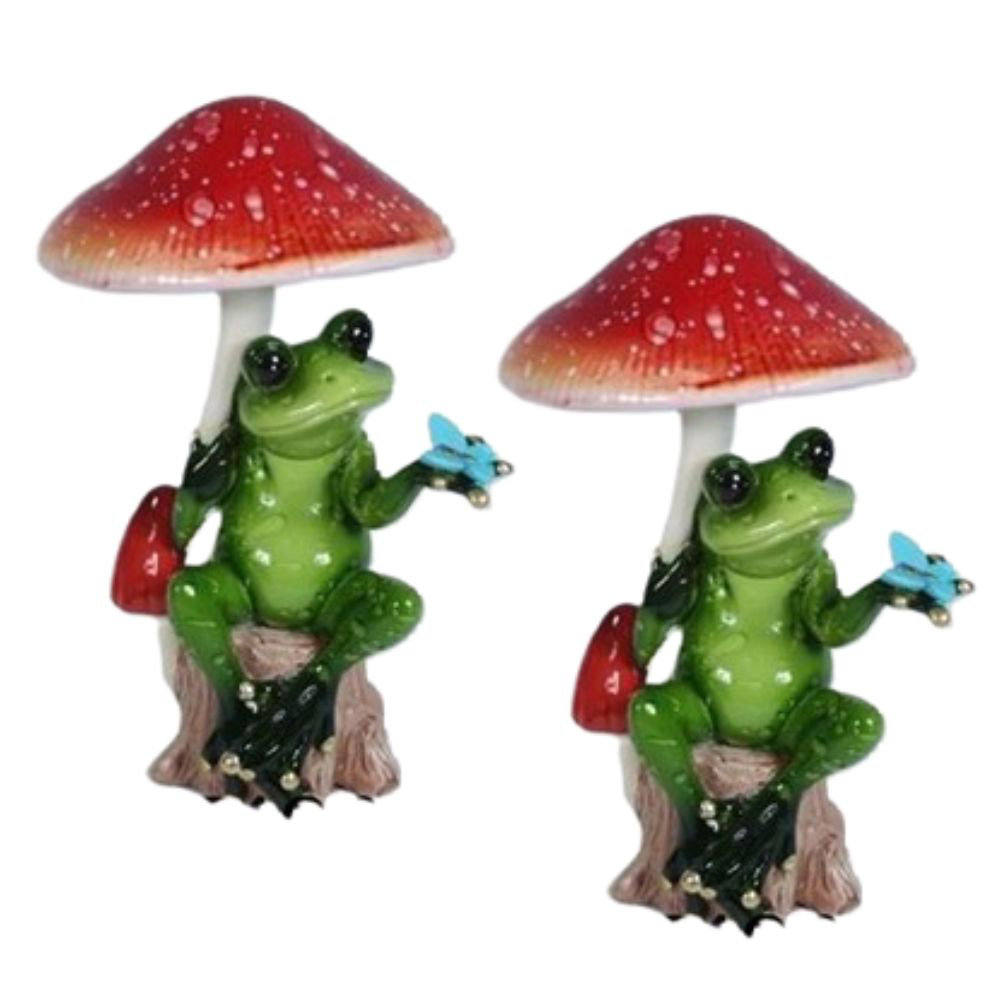 Ophelia & Co. "2-PC Set" ICE ARMOR 5"H Frog under Mushroom with ...