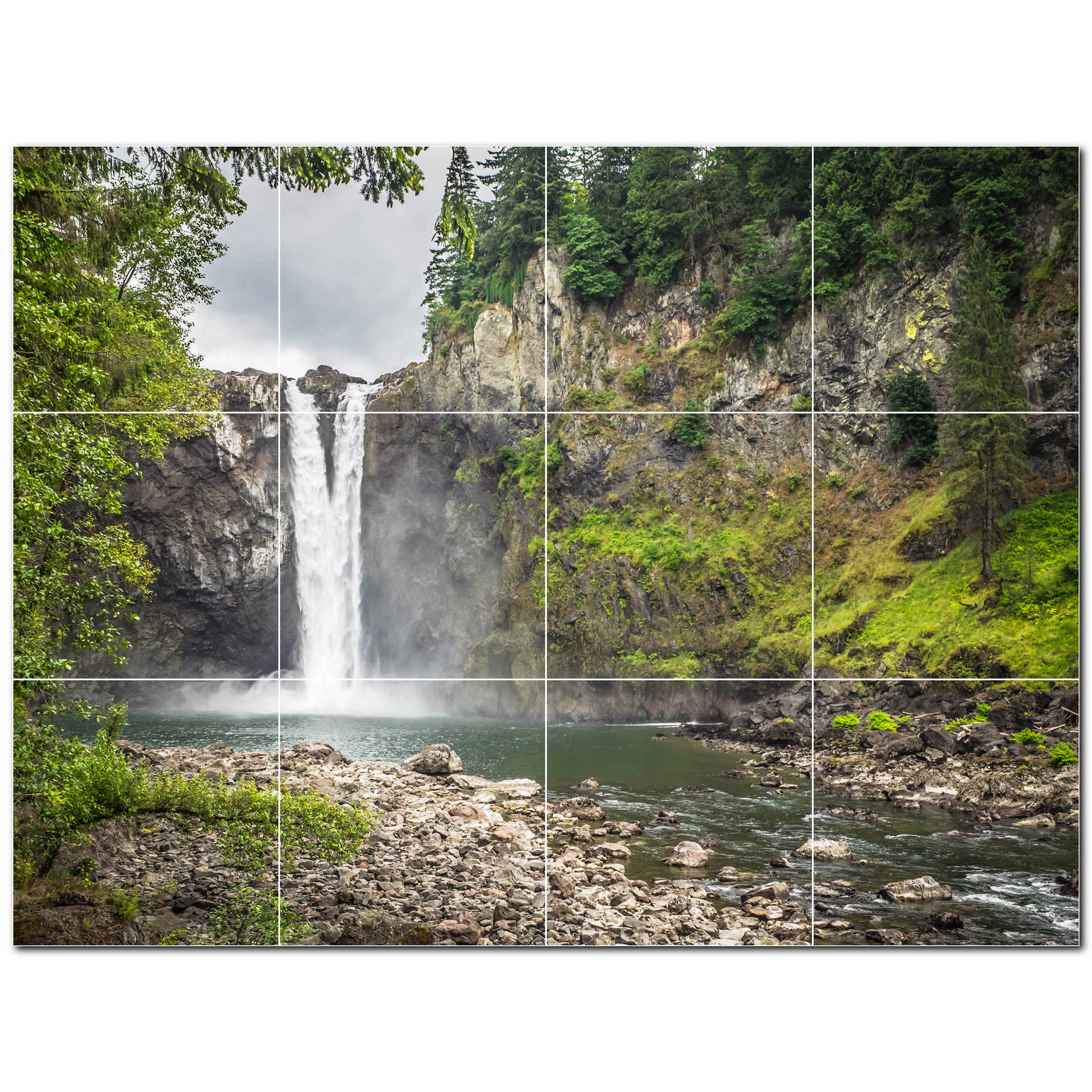Picture-Tiles.com 48" x 36" Ceramic Waterfalls Photo Decorative Mural ...