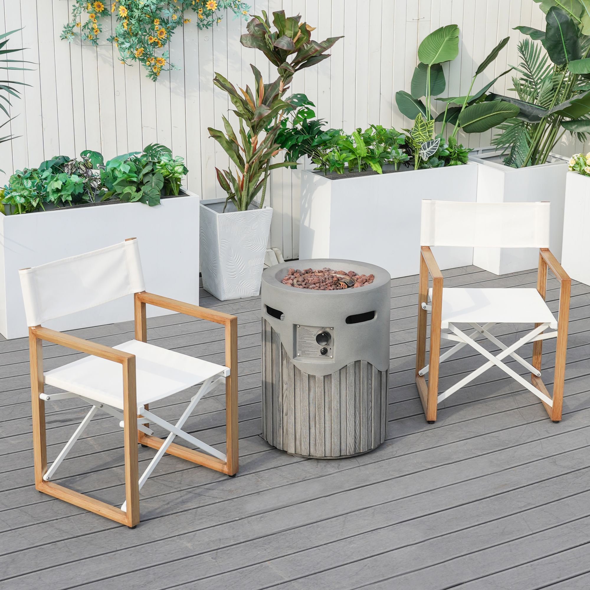 Gracie Oaks 2 - Person Outdoor Small Fire Pit Table With Folding ...