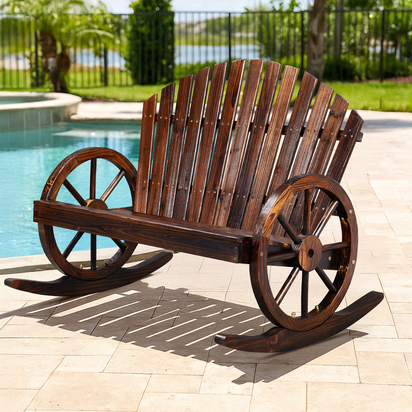 Ophelia & Co. 36-Inch Wagon-Inspired Double-Person Patio Rocking Chair ...