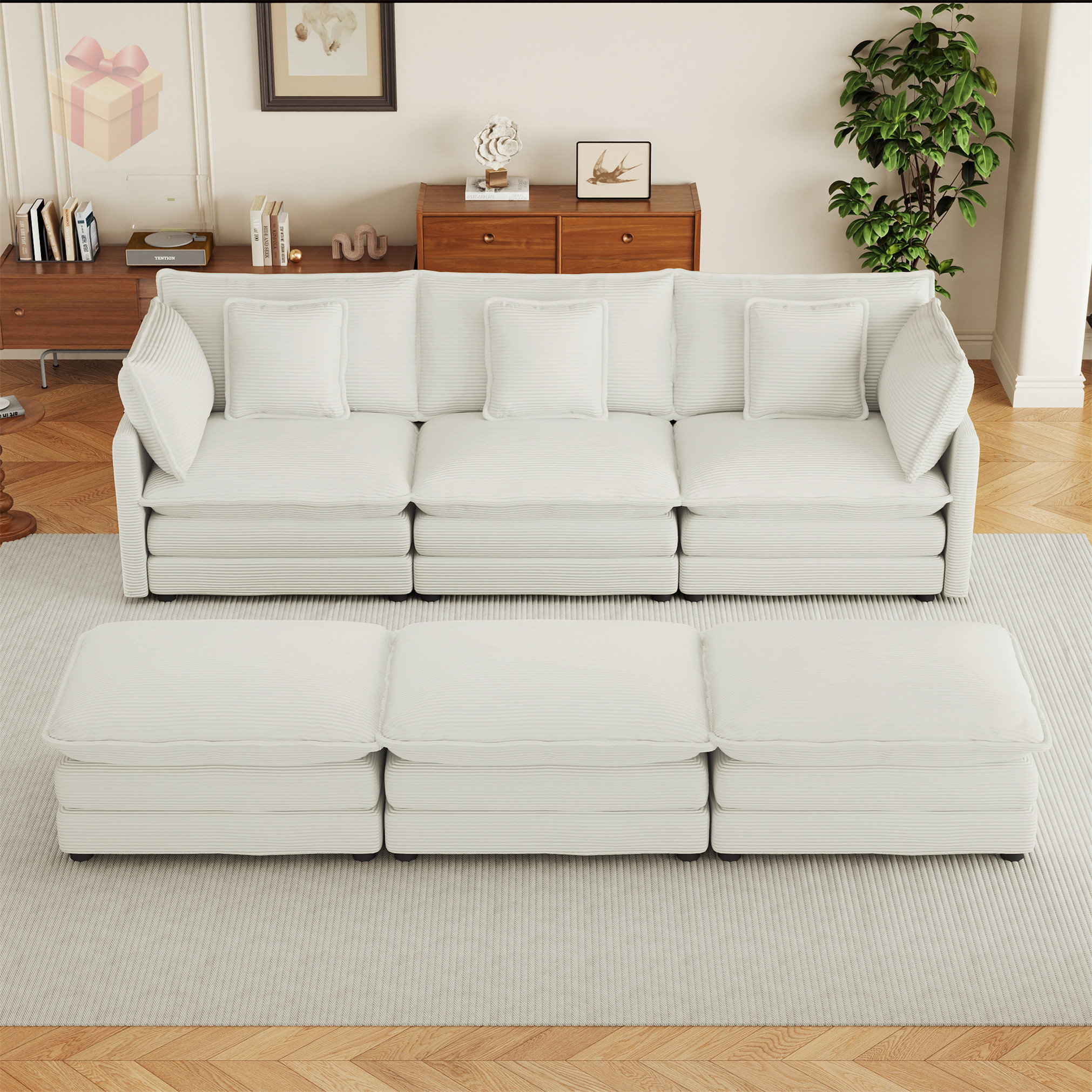Mercer41 Modular Sectional Sofa with Extra-Deep Seating, Two-Layer High ...