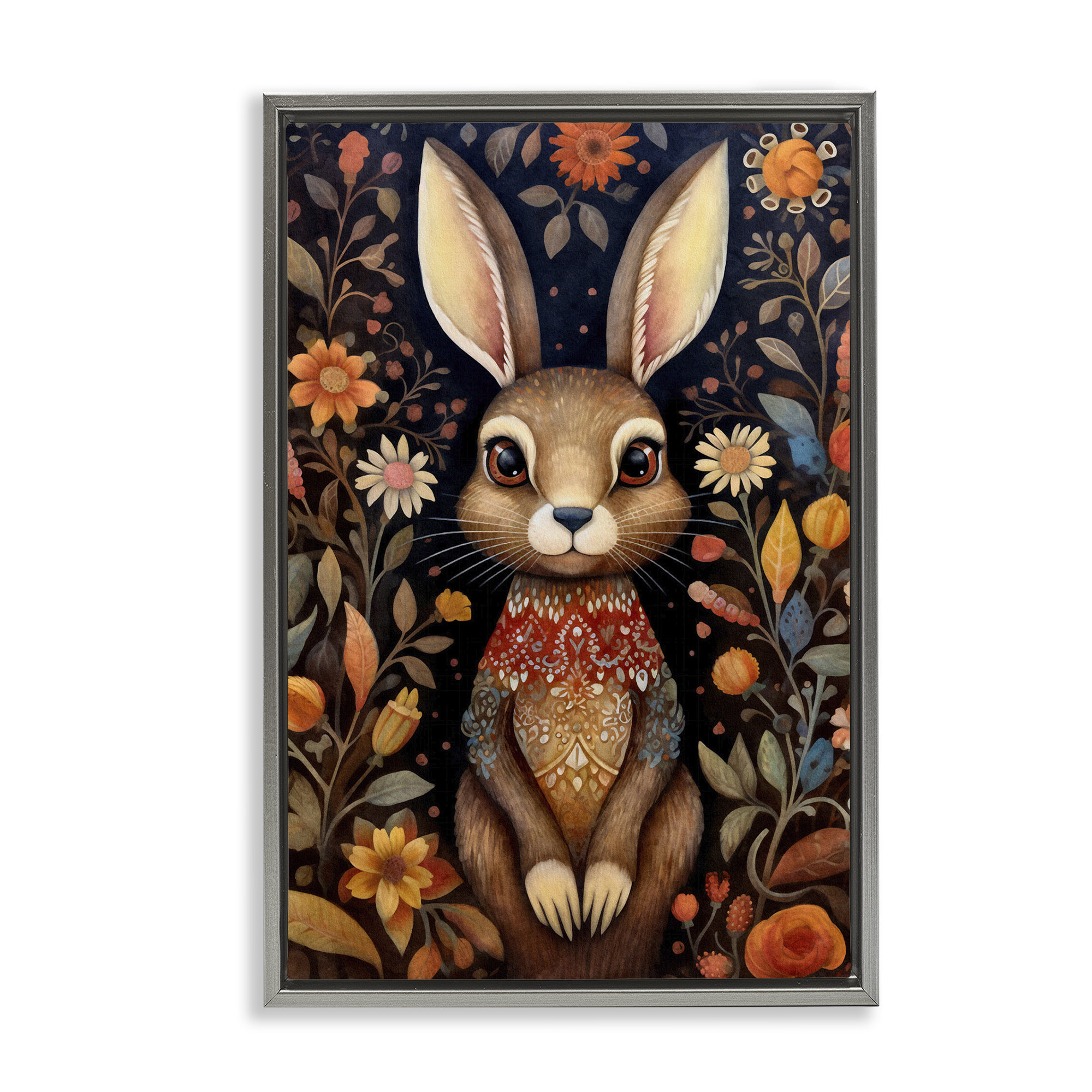 Trinx Woodland Pattern Rabbit Framed Floater Canvas by The Dutch Lady ...