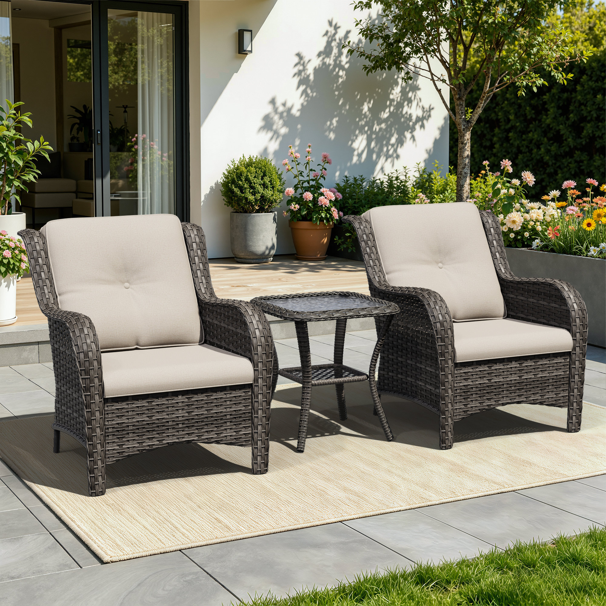 Winston Porter Airron Polyethylene (PE) Wicker 2 - Person Seating Group ...