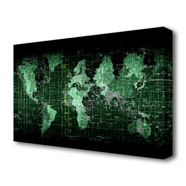 East Urban Home Matrix World Map - Wrapped Canvas Graphic Art | Wayfair ...