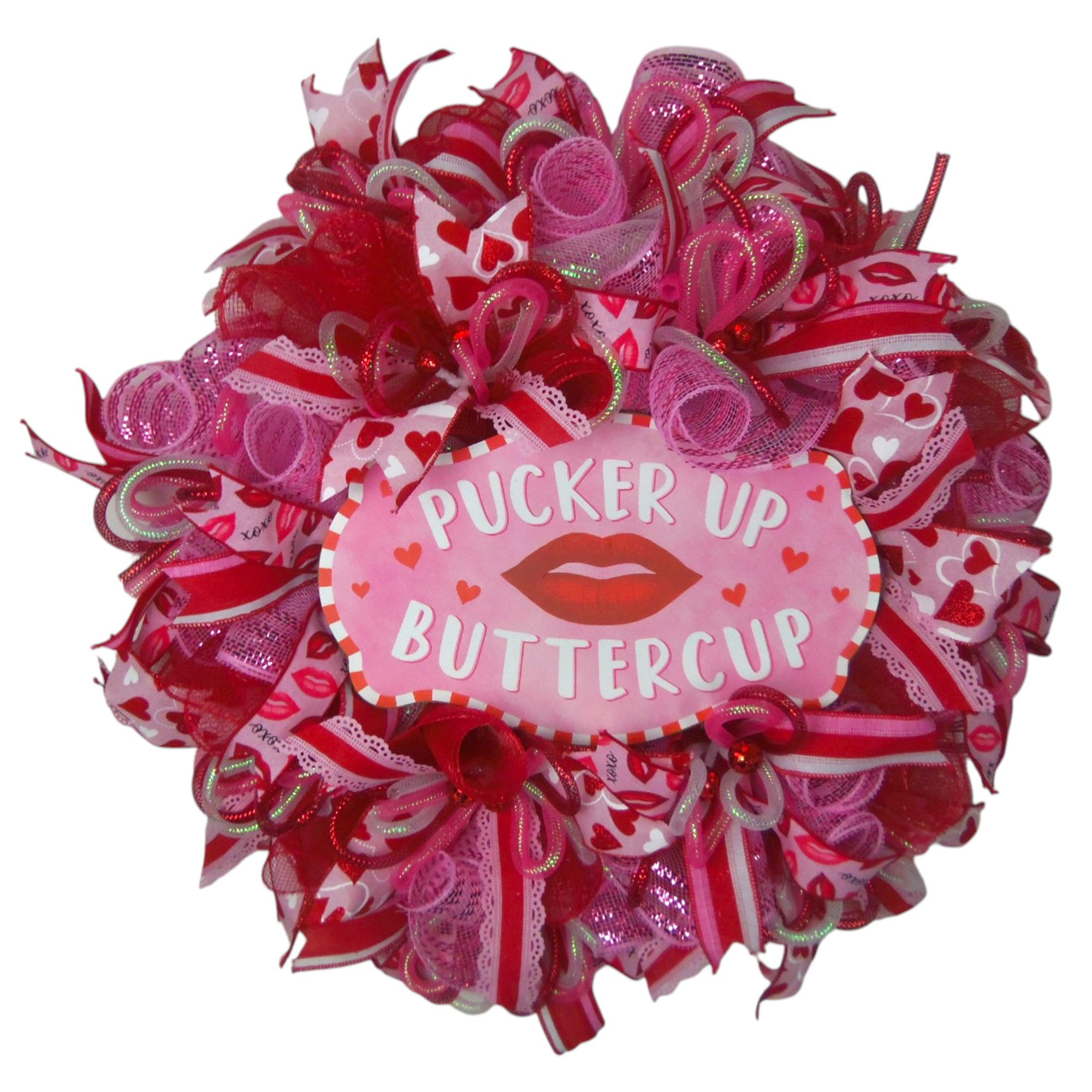 The Holiday Aisle® Valentine's Day Deco Mesh Wreath | Wayfair