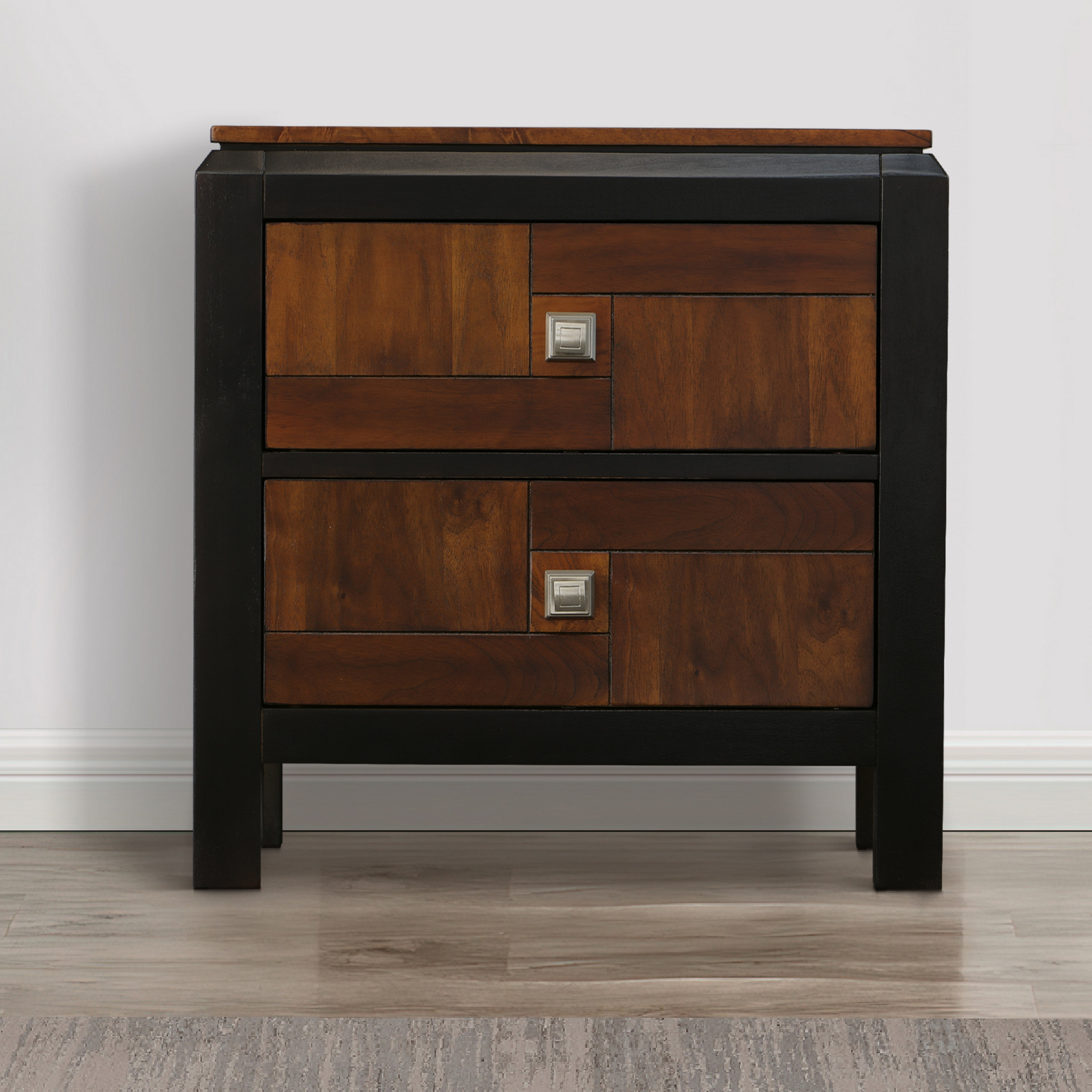 Red Barrel Studio Kippar 2 - Drawer Solid Wood Nightstand in Black ...