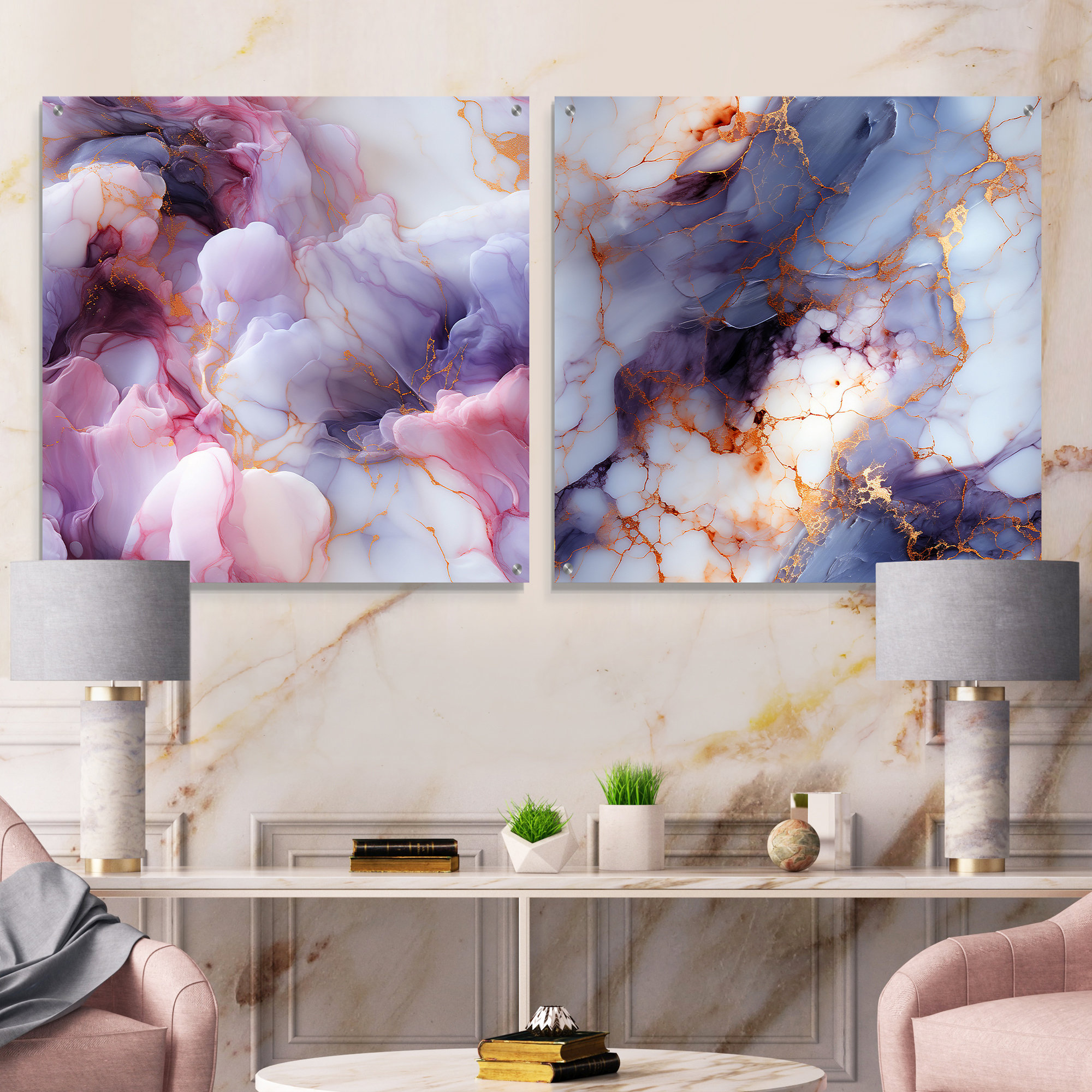 Ivy Bronx Enchanted Light Purple Marble Mist - Abstract Marble Acrylic ...