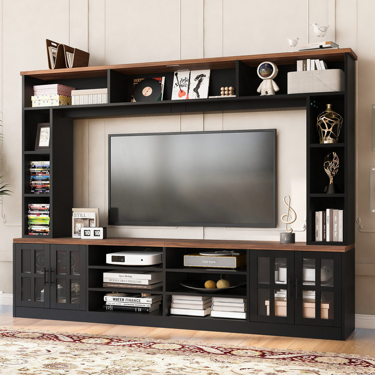 Corrigan Studio® Wall Unit Entertainment Center With Bookshelves ...