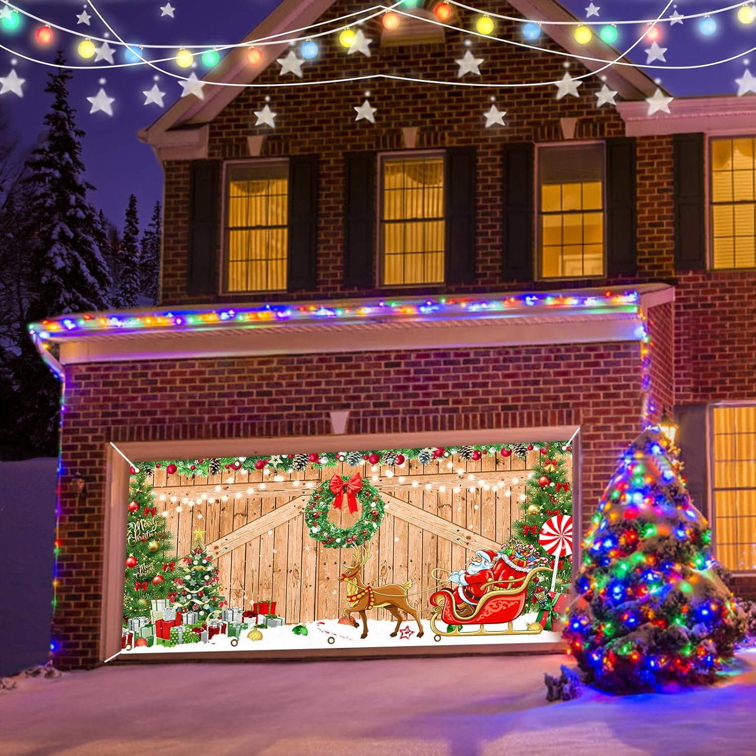 The Holiday Aisle® Couvre-portes de garage de Noël, bannière de Noël ...