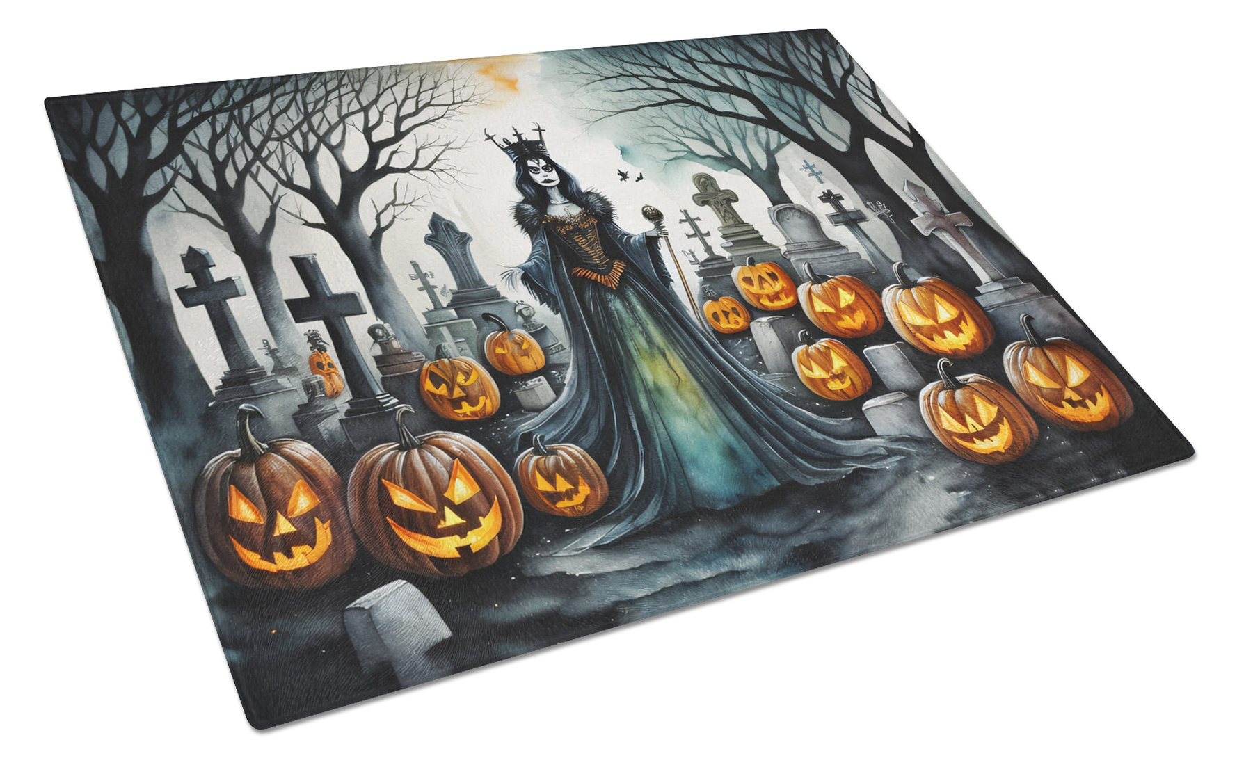 Caroline's Treasures Evil Queen Spooky Halloween Glass Cutting Board ...